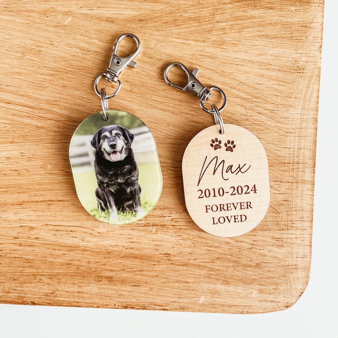 Pet Memorial Photo Keychain, Pet Memorial Keychain, Personalized Photo ...