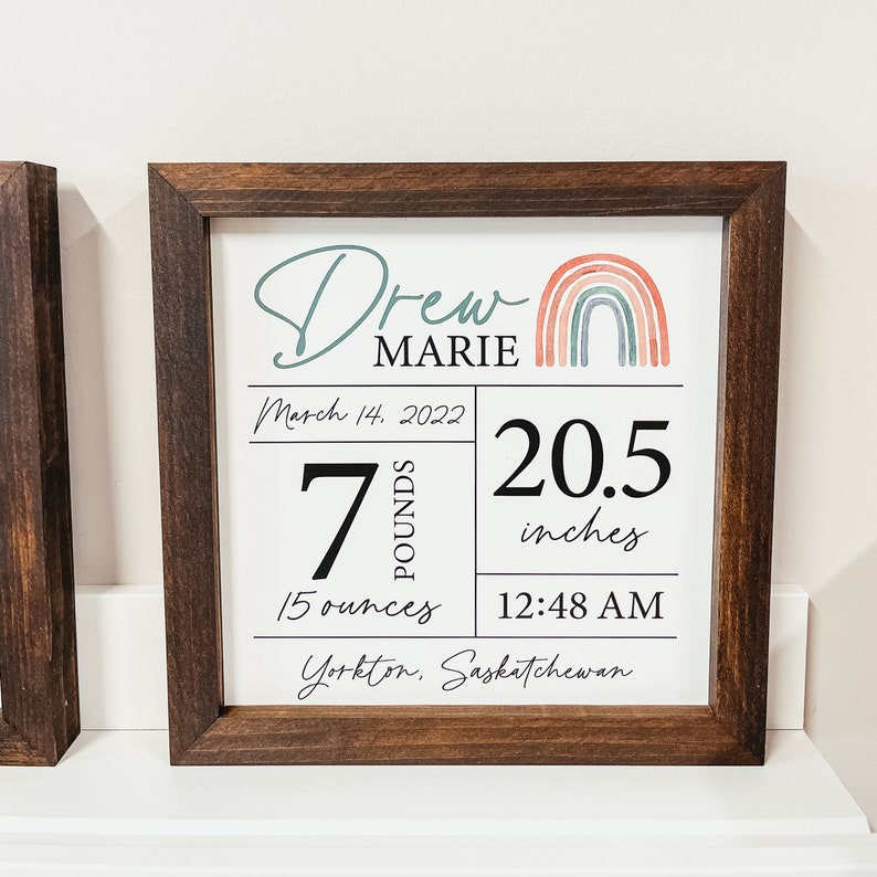Custom Birth Statistics Wood Sign, Custom Nursery Sign, Baby Name Sign ...