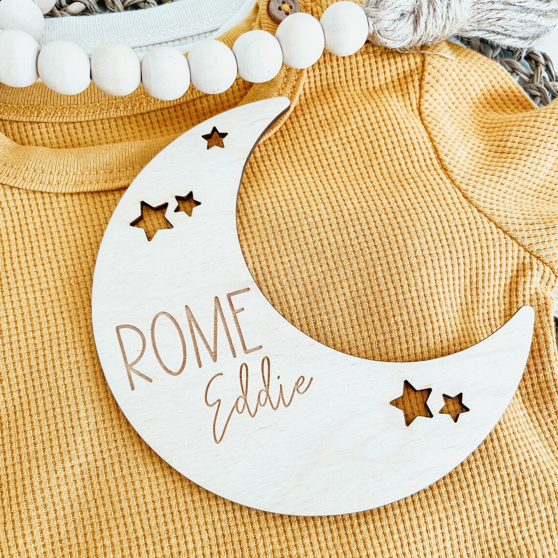 Crescent Moon Birth Announcement Sign Newborn Announcement - Etsy