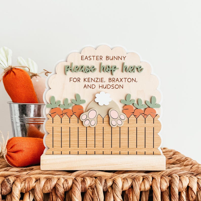 Easter Bunny Please Hop Here Sign, Personalized Easter Bunny Sign ...