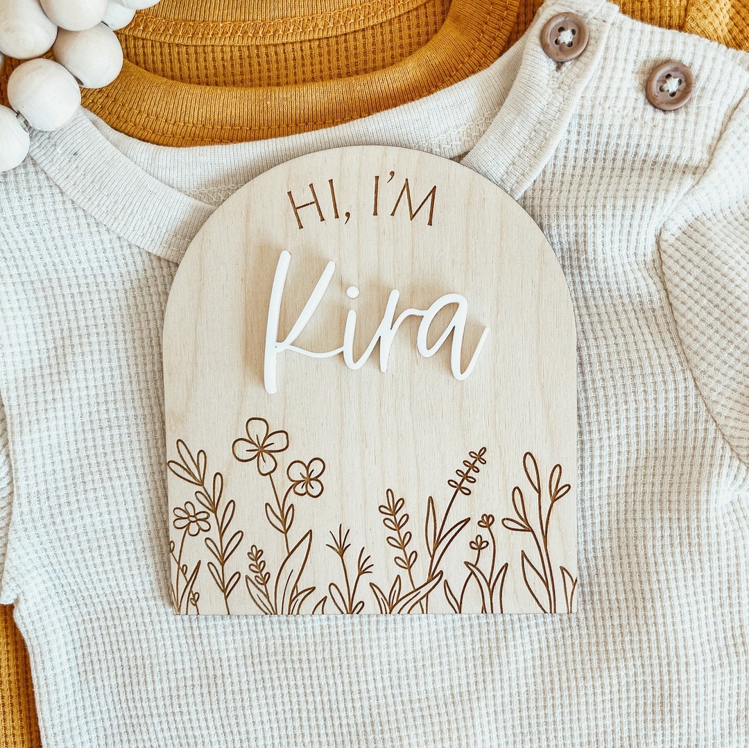Wooden Birth Announcement, Arch Name Announcement Sign, 3D Baby Name ...