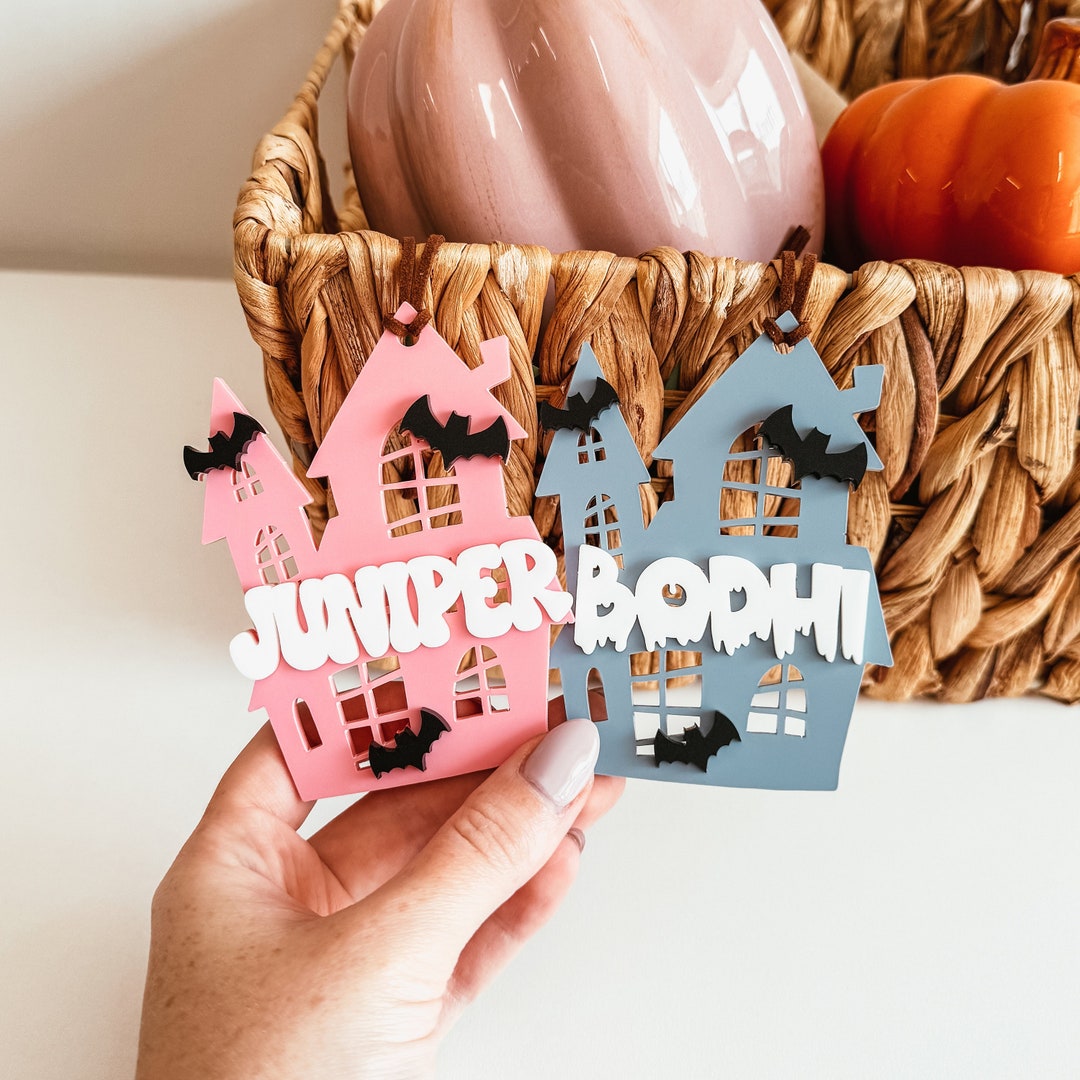 Haunted House Boo Basket Tag, Halloween Basket Tag, Acrylic Halloween ...
