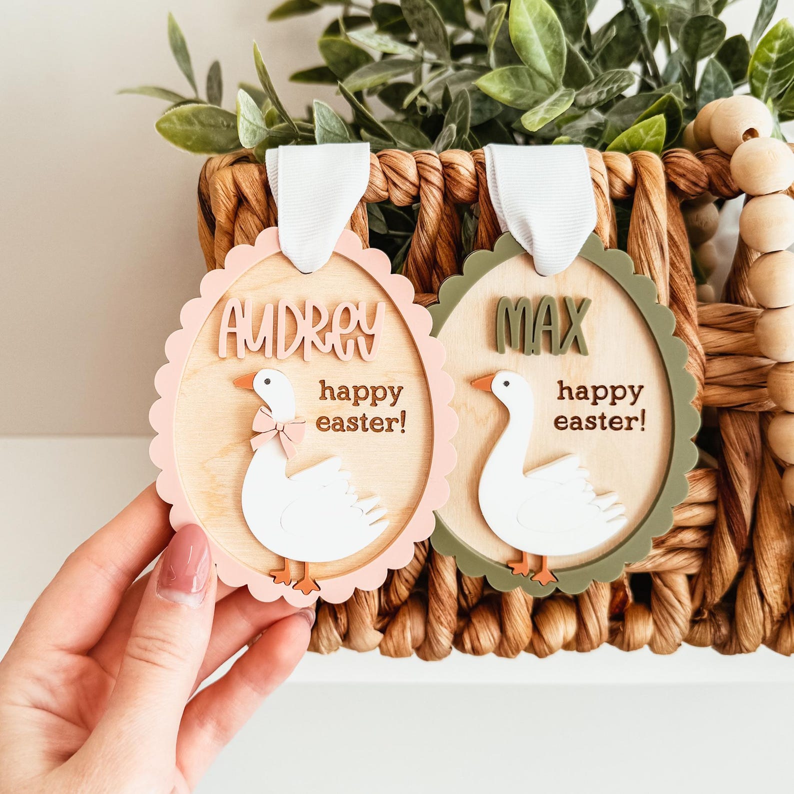 Goose Easter Basket Tag, Personalized Easter Tag, Easter Goose Tag ...