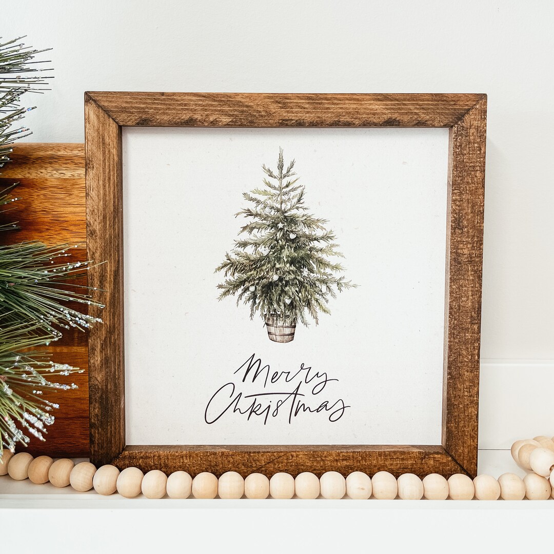 Christmas Tree Wood Sign, Boho Christmas Tree Sign, Merry Christmas ...