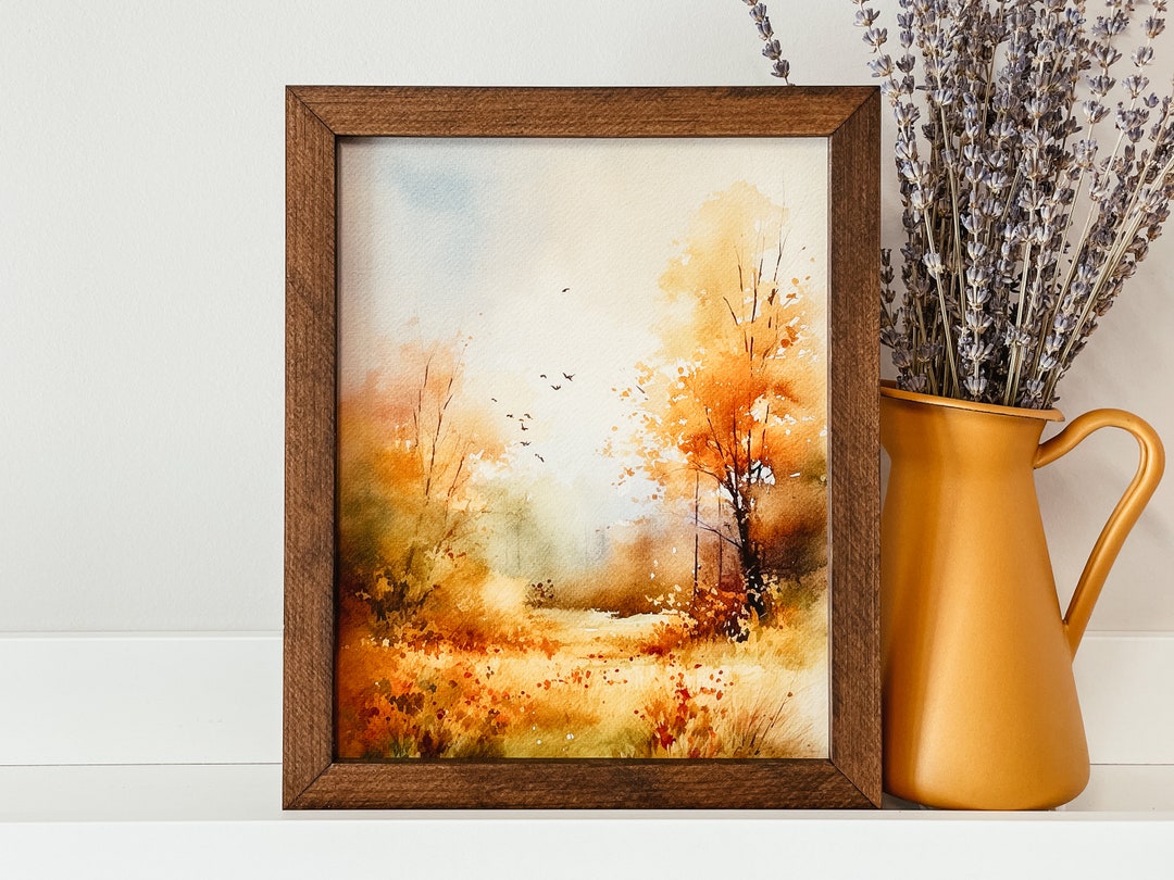 Watercolour Autumn Scene Wood Sign, Fall Farmhouse Sign, Fall Wood Sign ...