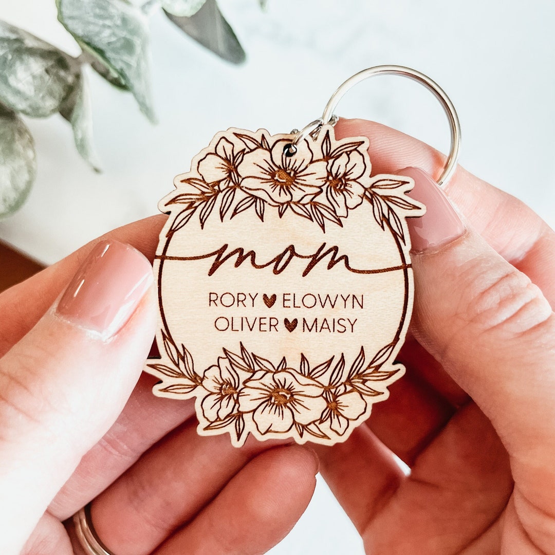 Custom Mom Keychain, Personalized Keychain for Mom, Mom Keychain With ...