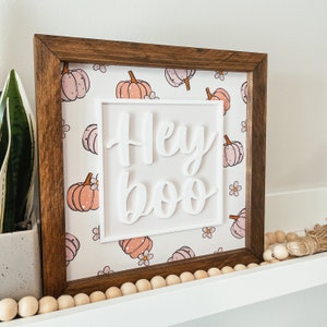 Hey Boo Wood Sign, Cute Fall Sign, Pink Fall Sign, Fall Farmhouse Sign ...