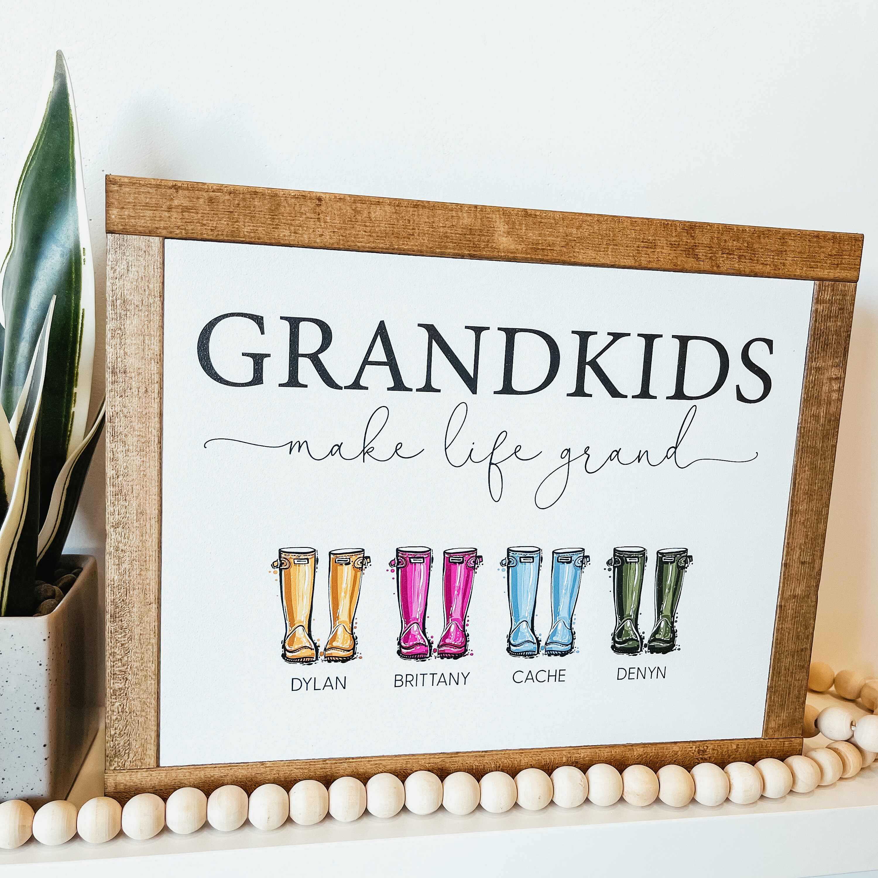 Grandkids Make Life Grand Wooden Sign Custom Grandchildren | Etsy