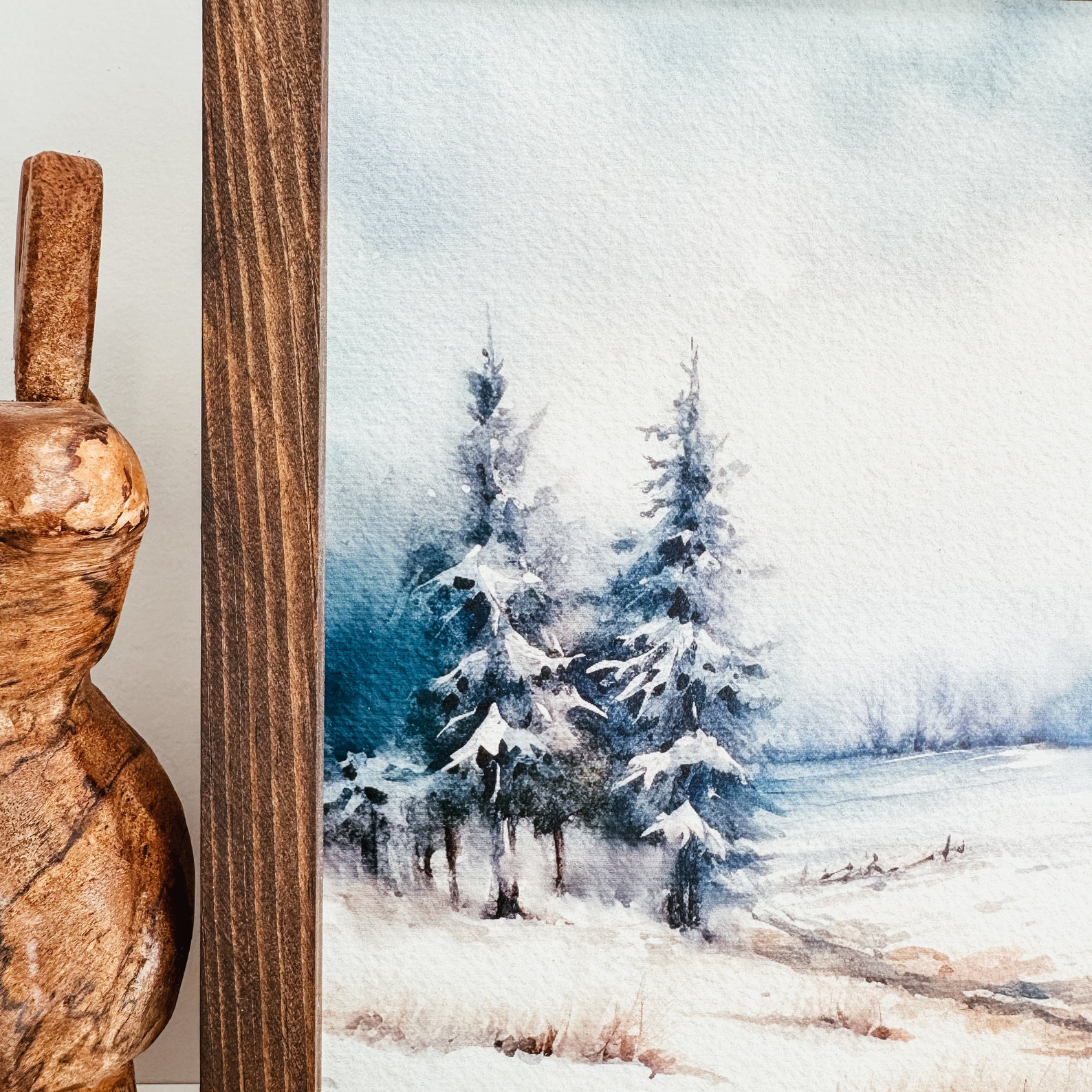 Watercolour Winter Scene Wood Sign, Winter Scene Wall Art, Winter Wood ...