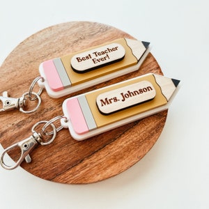 Personalized Pencil Keychain, Custom Teacher Keychain, 3D Teacher ...