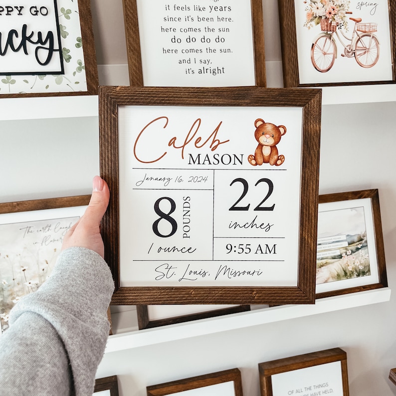 Custom Birth Statistics Wood Sign, Custom Nursery Sign, Baby Name Sign ...