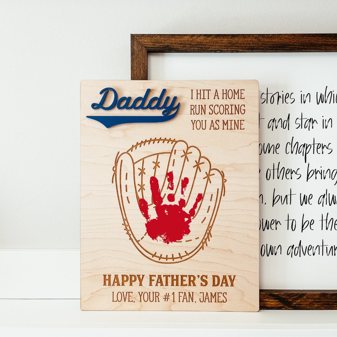 Father's Day Baseball Handprint Sign, Personalized Father's Day Sign ...