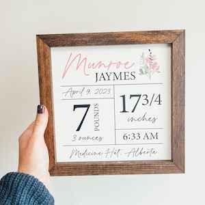 Custom Birth Statistics Wood Sign, Custom Nursery Sign, Baby Name Sign ...