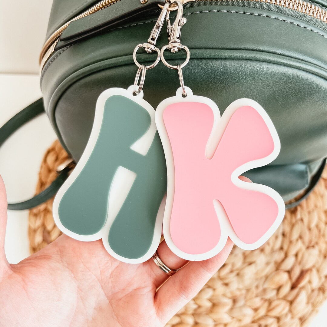 Retro Letter Backpack Tag, Acrylic Bag Tag, Groovy Bag Tag, Letter ...