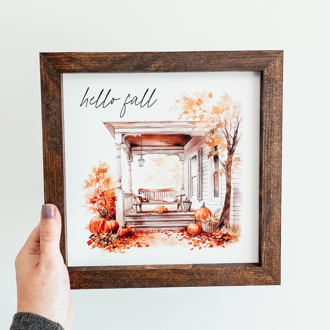 Hello Fall Wood Sign, Fall Farmhouse Sign, Fall Wood Sign, Autumn Wall ...