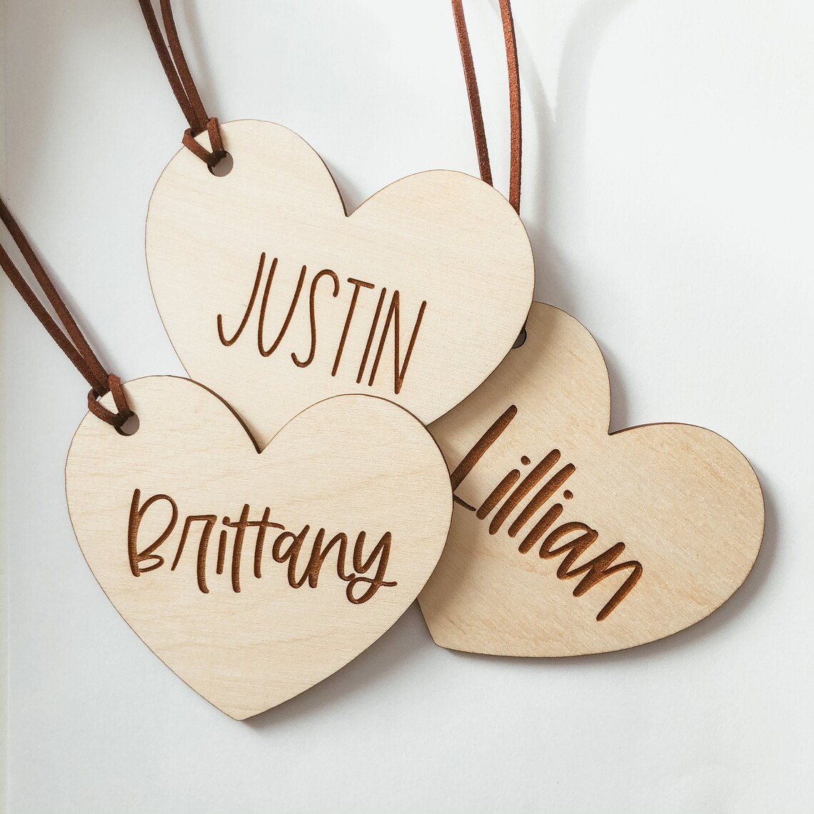 Wooden Heart Tag Personalized Heart Name Tag Valentine's - Etsy