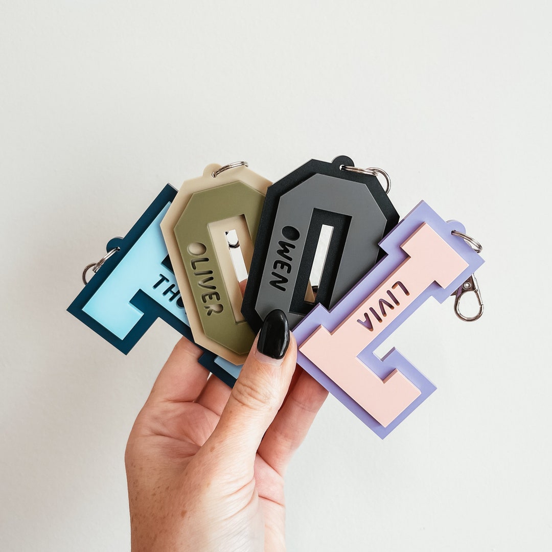 Varsity Letter Backpack Tag, Acrylic Bag Tag, Varsity Bag Tag, Letter ...