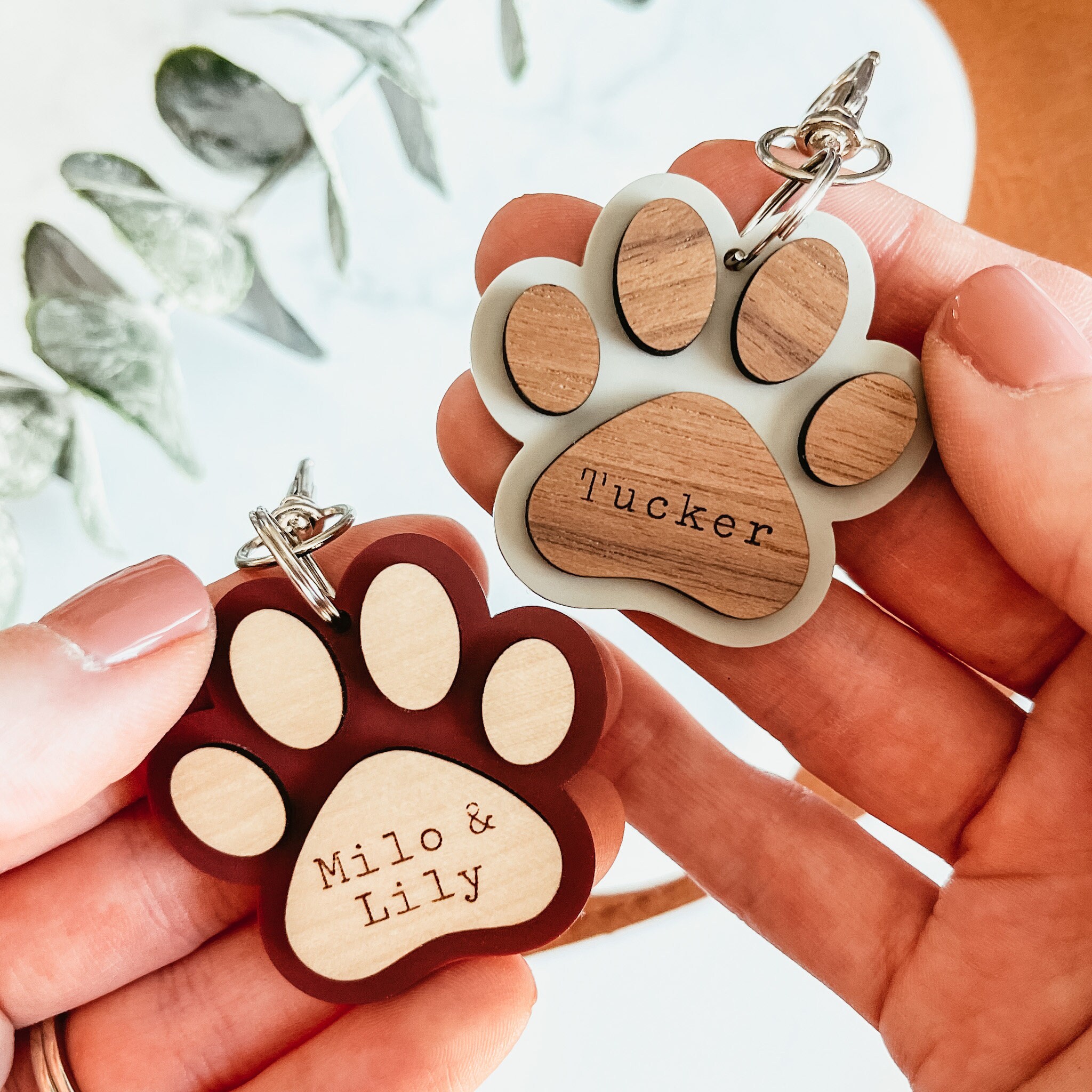 Custom Paw Print Keychain, Personalized Pet Name Keychain, Custom Dog ...