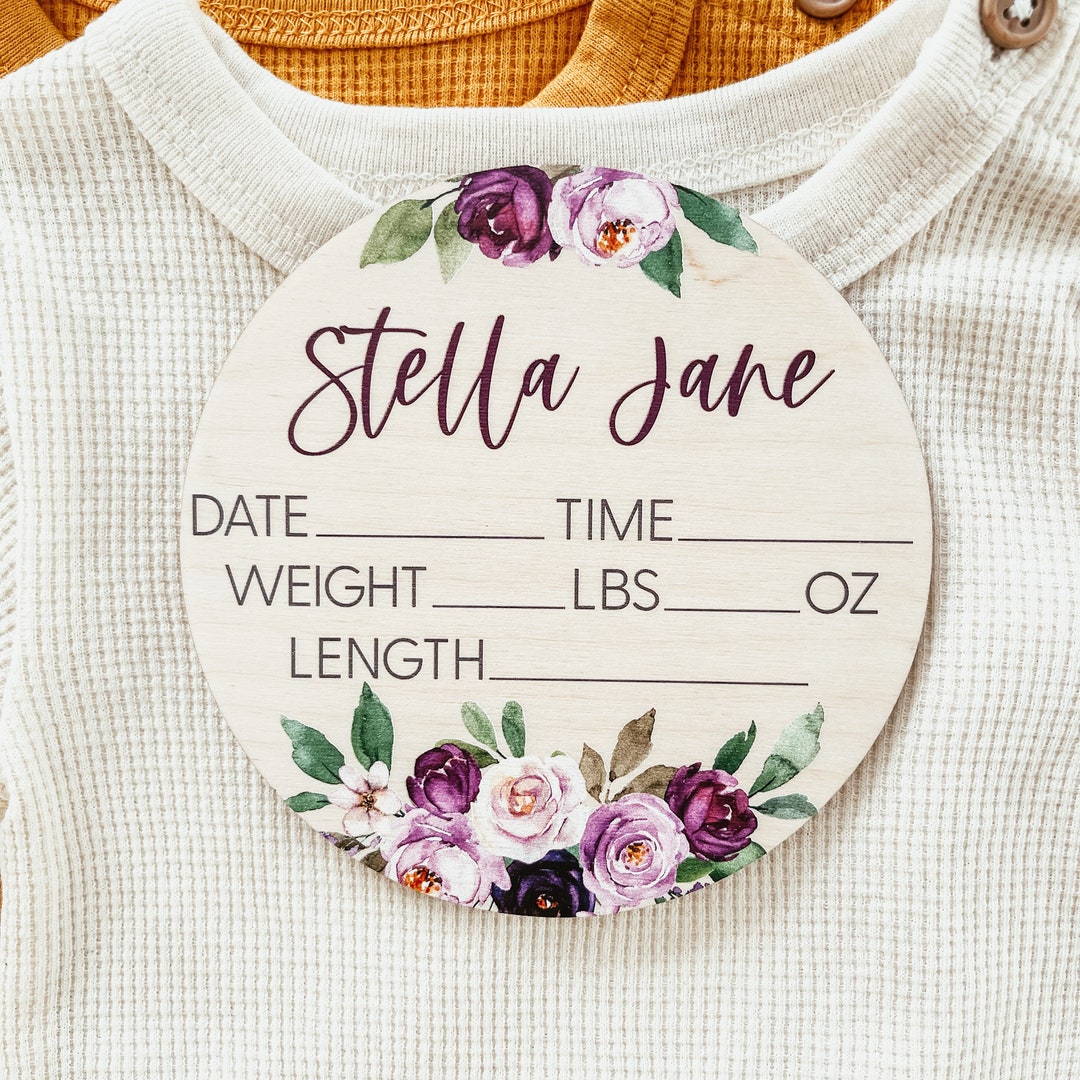 Wooden Birth Announcement Sign, Name Announcement Sign, Baby Birth Stat ...