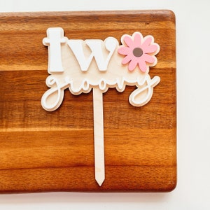 Two Groovy Cake Topper, Second Birthday Cake Topper, Two Cake Topper ...