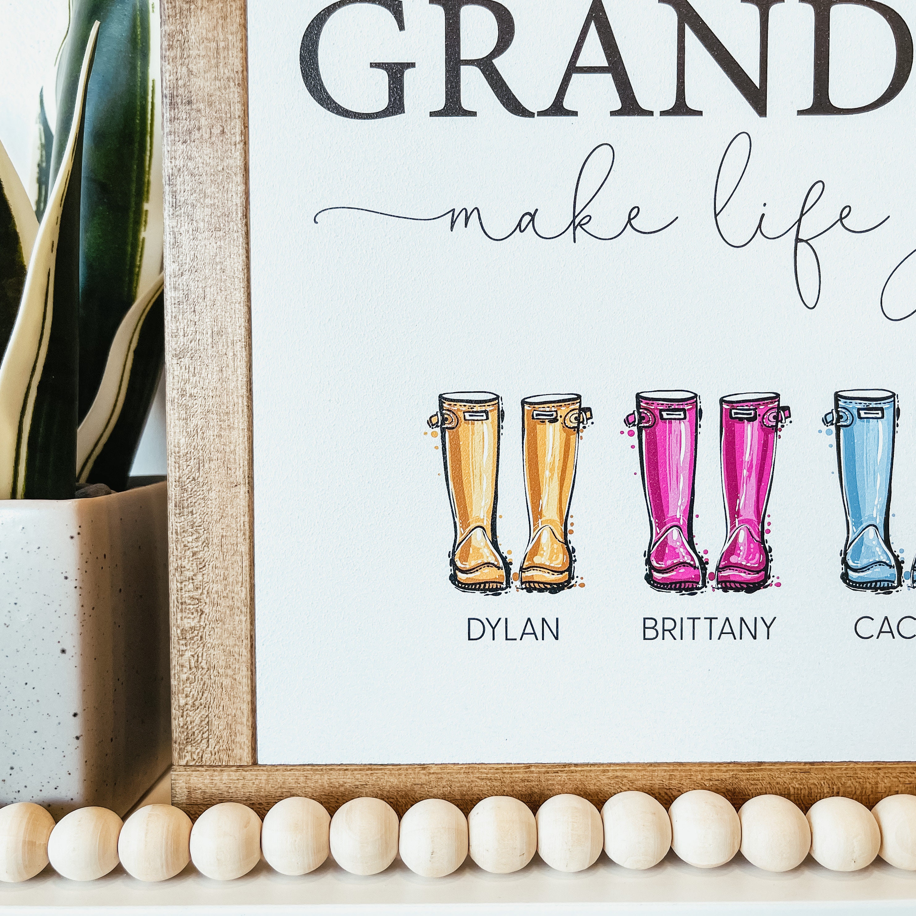 Grandkids Make Life Grand Wooden Sign Custom Grandchildren | Etsy