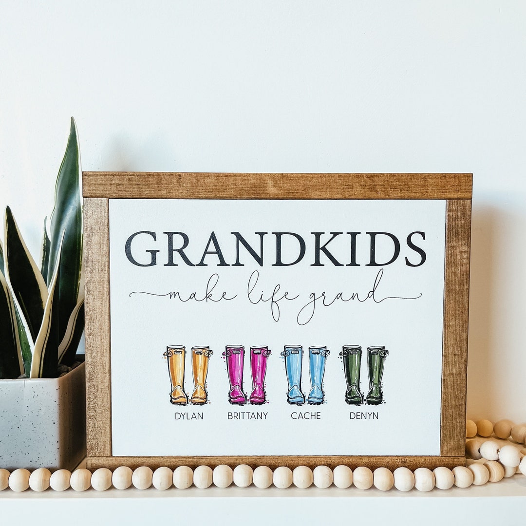 Grandkids Make Life Grand Wooden Sign Custom Grandchildren - Etsy