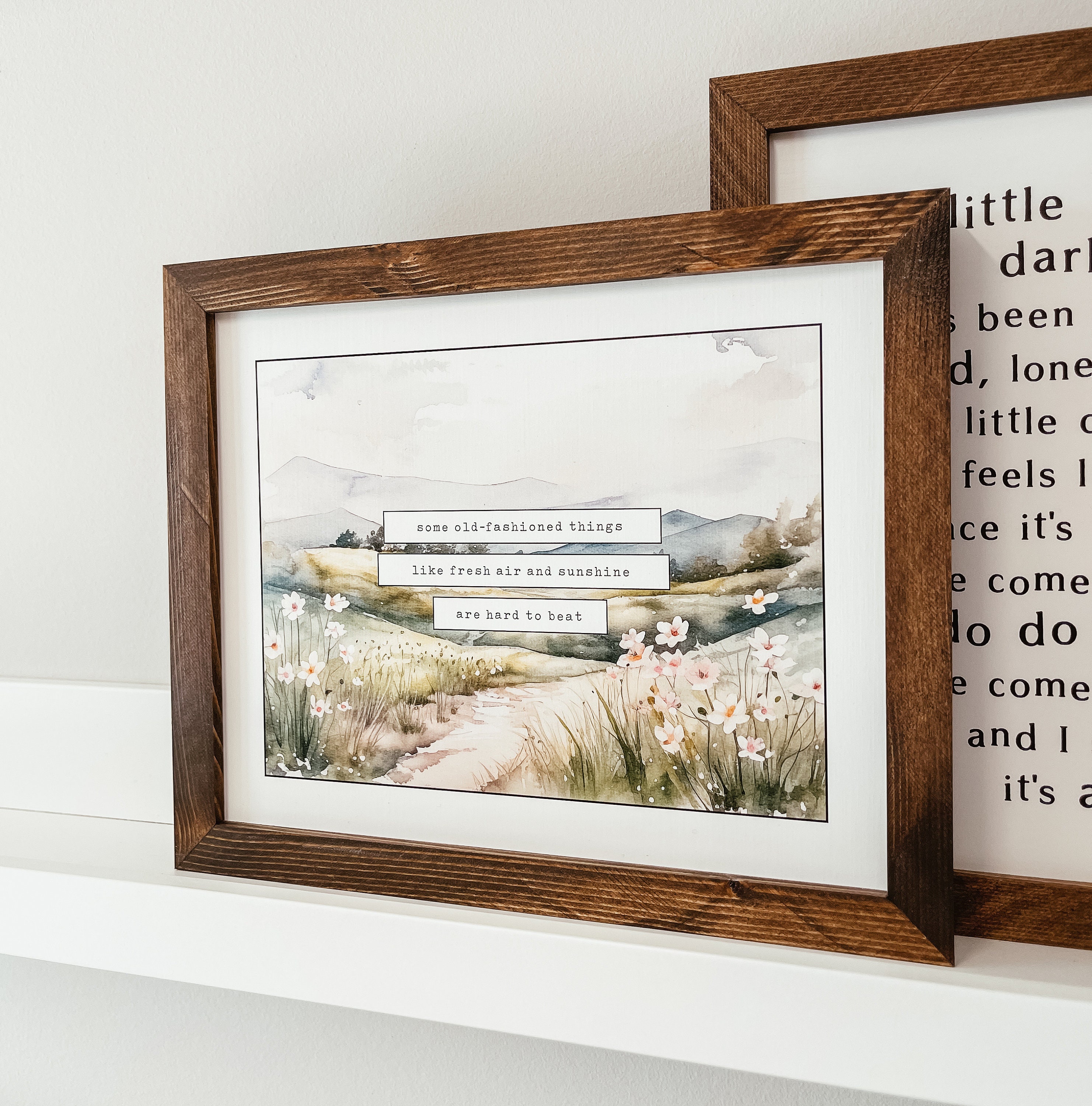 Fresh Air and Sunshine Wood Sign, Watercolour Spring Sign, Scenery and ...