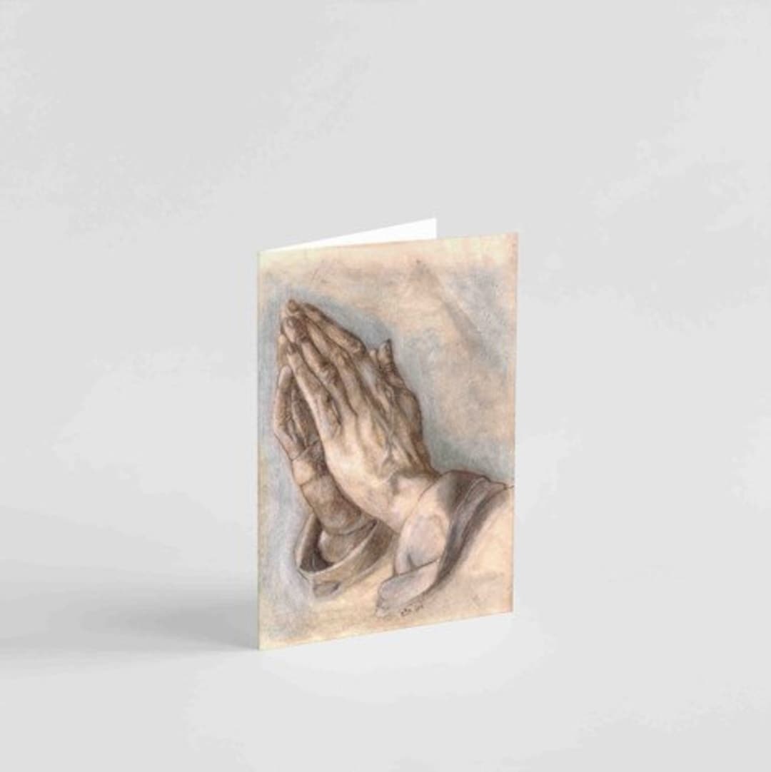 Printed Vintage Praying Greeting Card, Religious Card, Praying Hands ...