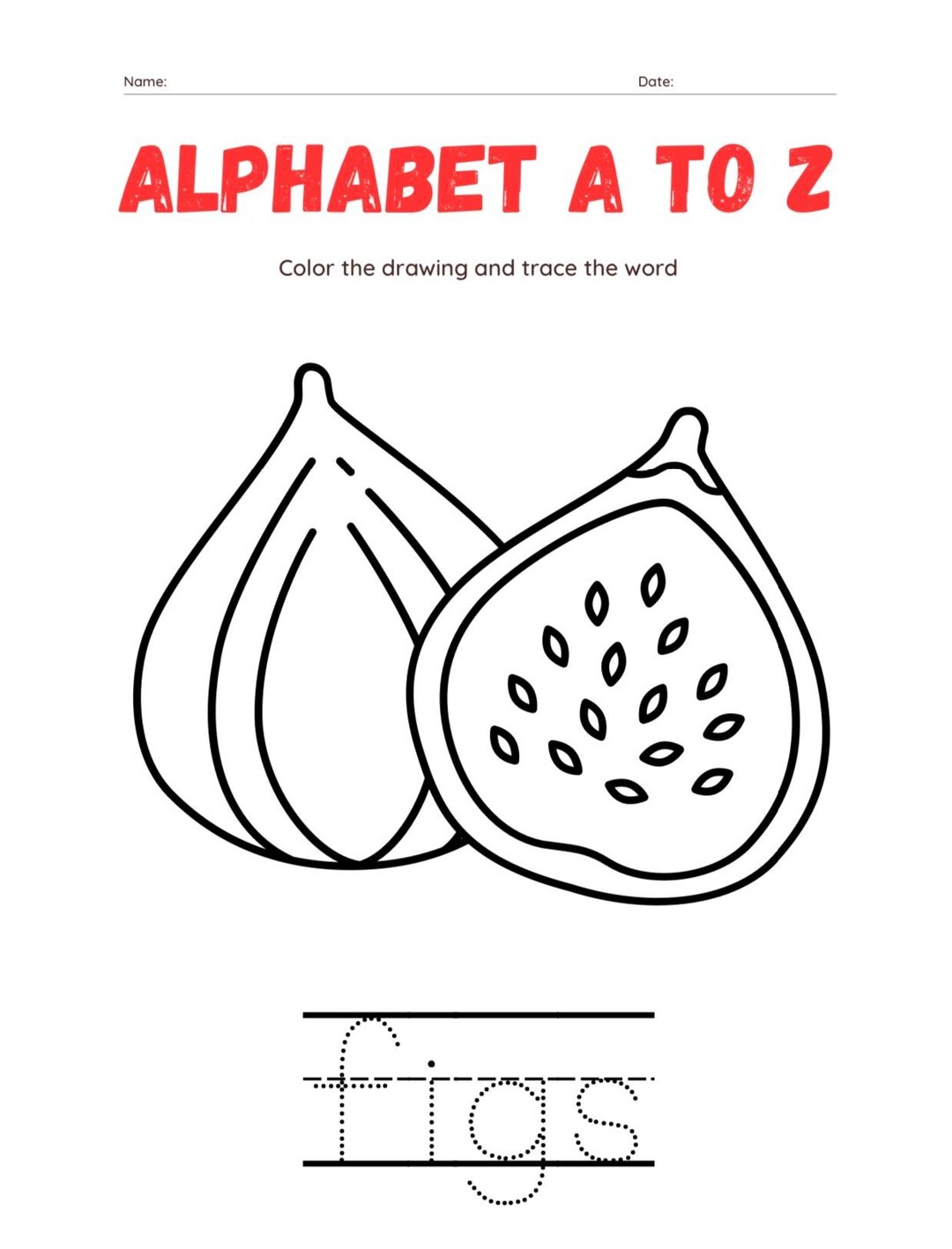 Alphabet Fruit Coloring Book- Trace the Word - Etsy