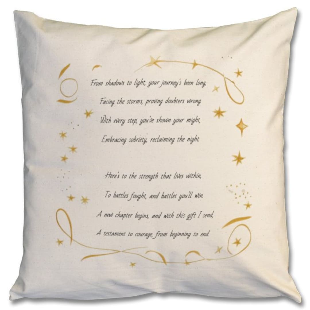 SOBRIETY POEM GIFT Cushion | Sober Anniversary | Recovery Journey Gift ...
