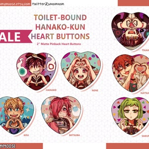 Hanako-kun 2" Heart Buttons - Etsy