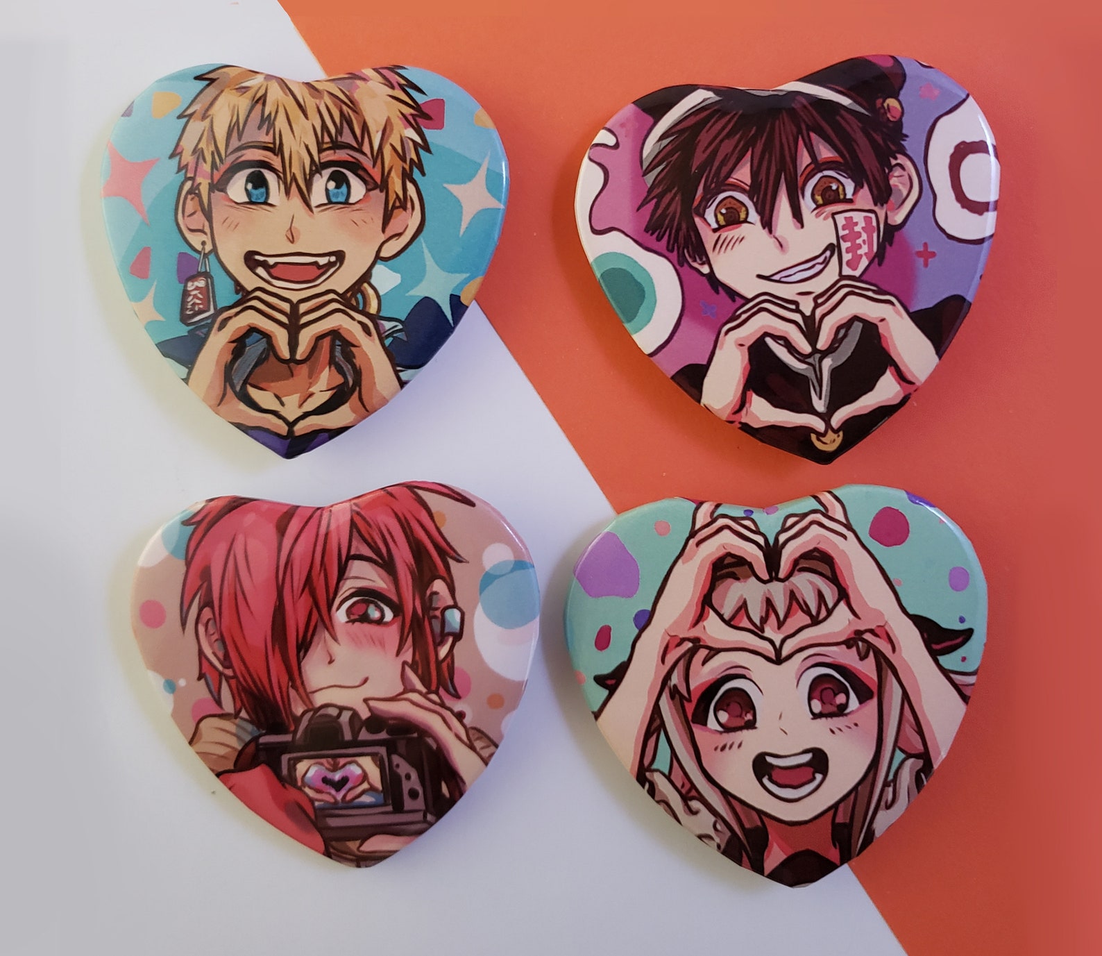 Hanako-kun 2 Heart Buttons - Etsy