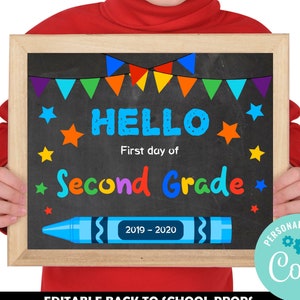 Boys Second Grade Back to School Sign, First Day of Second Grade ...