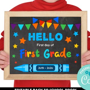 Boys First Grade Sign, First Day of 1st Grade, Printable First Day of ...