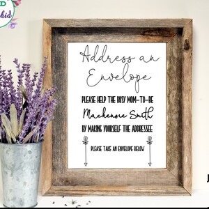 Baby Shower Address Envelope Sign, Mom-to-be Address an Envelope, Baby ...
