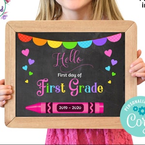 EDITABLE Hello First Grade Sign, First Day of 1st Grade, Printable ...