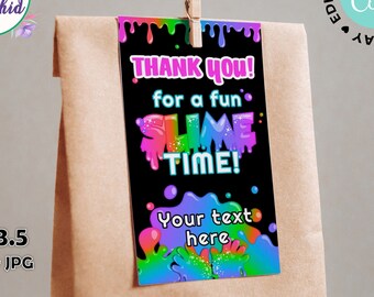 Slime Birthday Thank You Tags, Slime Party, Digital File, Printable ...