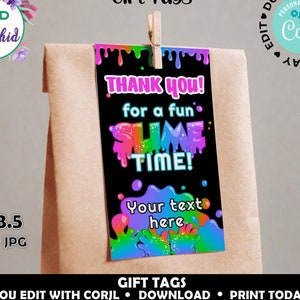Girls Slime Birthday Party, Slime Gift Tags, Printable Slime Thank You ...
