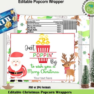 Printable Christmas Santa Popcorn Wrapper, Christmas Party Microwave ...