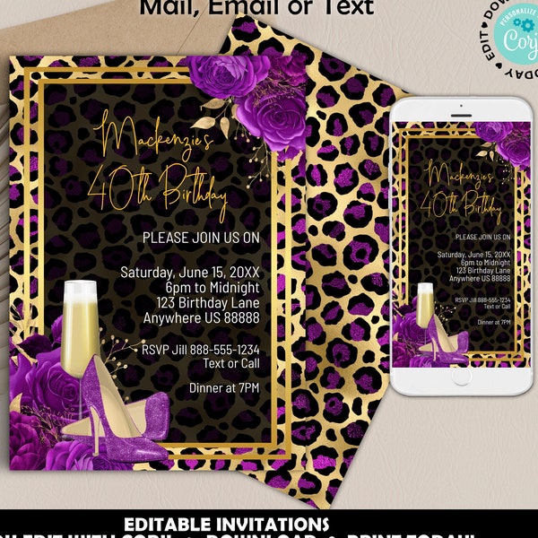Leopard Invite - Etsy