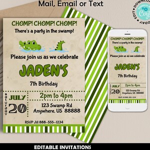 Gator Birthday Party, Alligator Birthday Invitation Boy, Crocodile ...