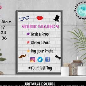 Selfie Station Poster, Selfie Sign, Selfie Station Sign, Printable ...