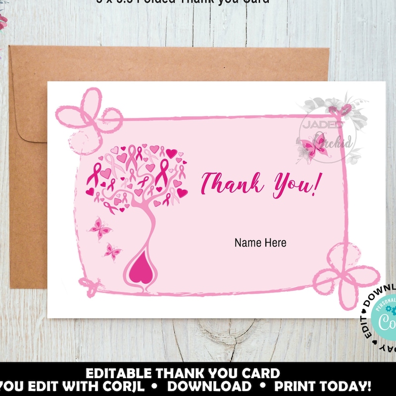 Breast Cancer Thank You Cards - Etsy