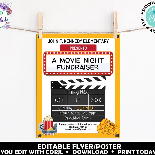 School Movie Night Invitation - Etsy