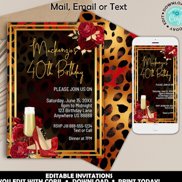 Leopard Print Invitations - Etsy
