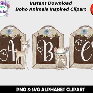 PNG Boho Animal Alphabet Letters Clipart, Boho Animal Alphabet Clipart ...