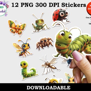 Printable Cute Bug Stickers, Silly and Fun Insect Print and Cut Digital ...