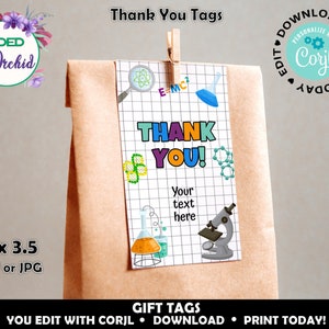 Mad Scientist Thank You Tags, Mad Scientist Gift Tags, Mad Scientist ...