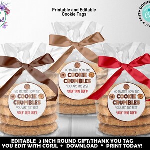 Editable Cookie Thank You Tag, Thank You Cookie Tag, Gift Cookie Tag ...