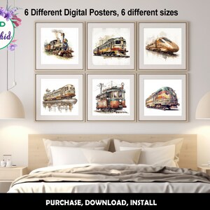 Train Home Decor Train Wall Decor Set of 6 Illustrative - Etsy